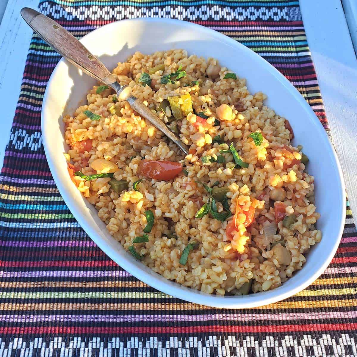 Bulgur Pilav with Peppers & Tomatoes - Pregnancy Eats